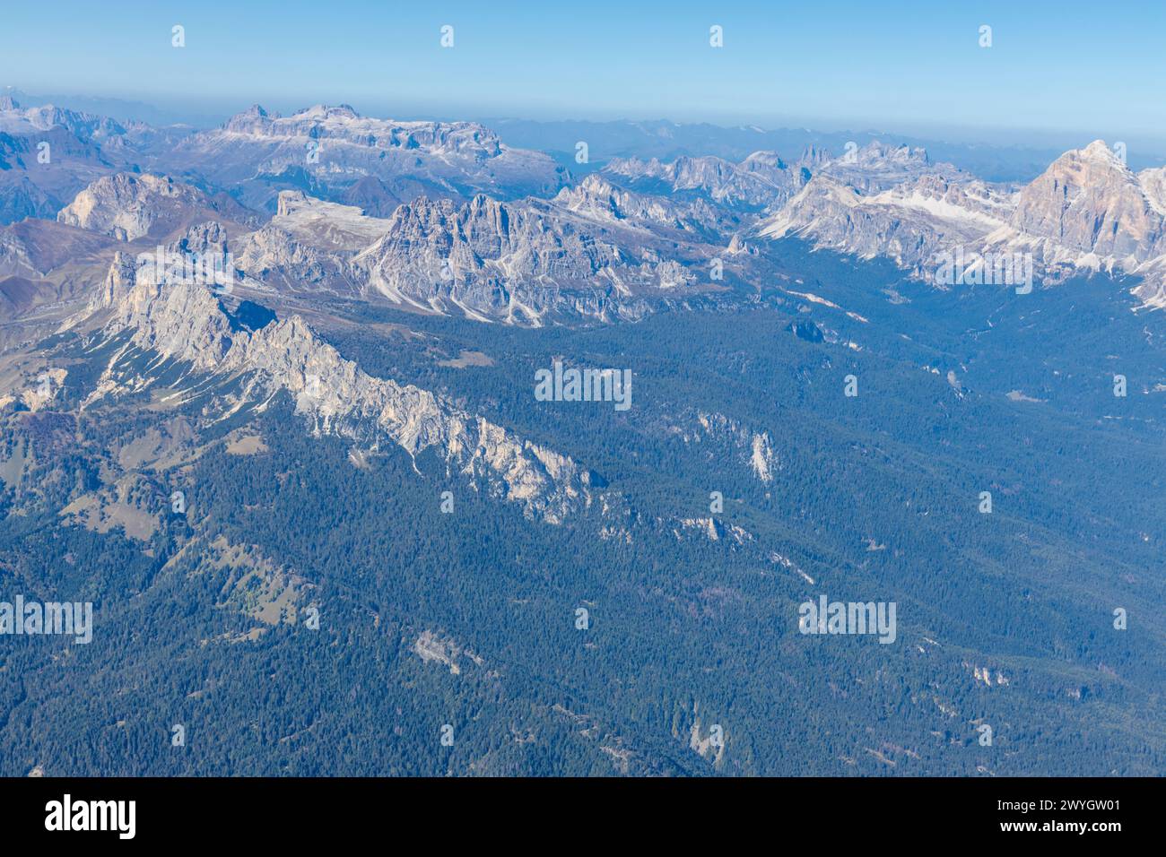 Dolomites mountains rocky peaks scenic landscape. Alpine summits in the ...