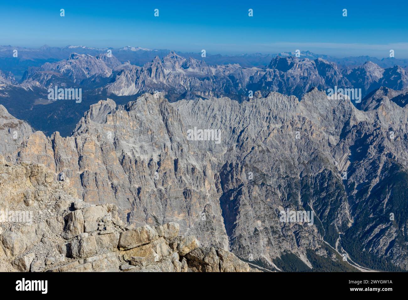 Dolomites mountains rocky peaks scenic landscape. Alpine summits in the ...