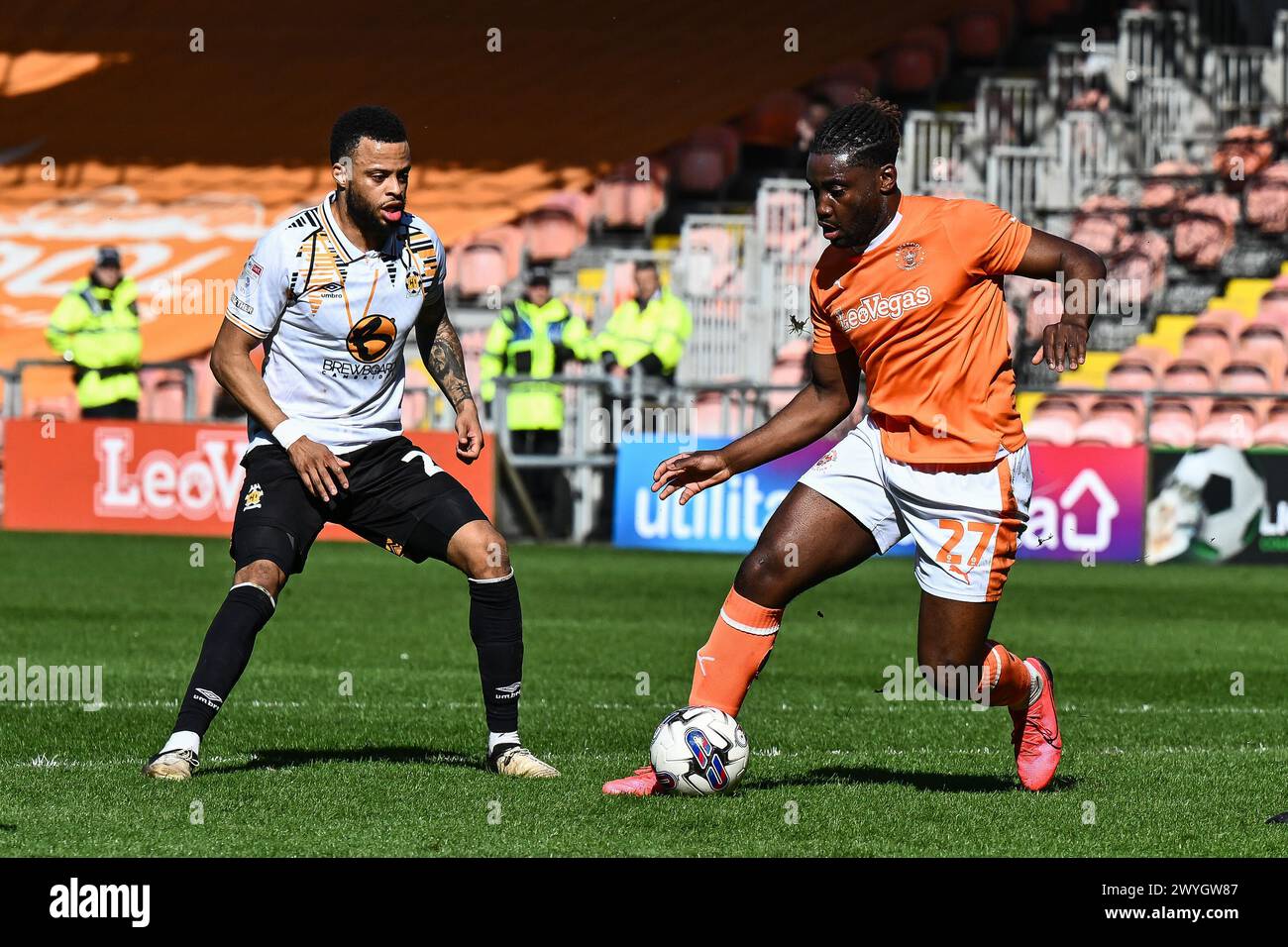 Kylian Kouassi of Blackpool in action during the Sky Bet League 1 match ...