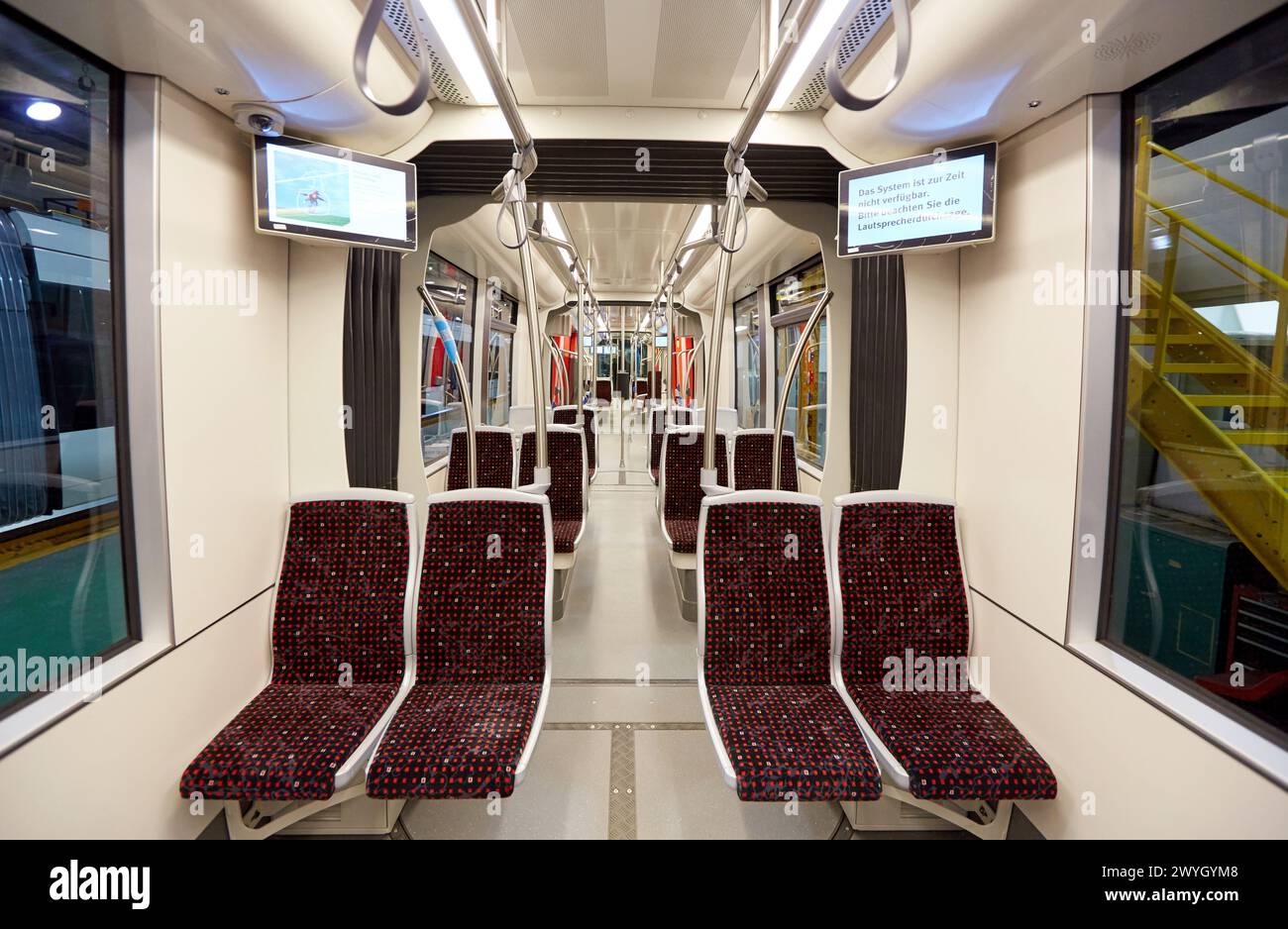 Interior of urban tram Stock Photo - Alamy