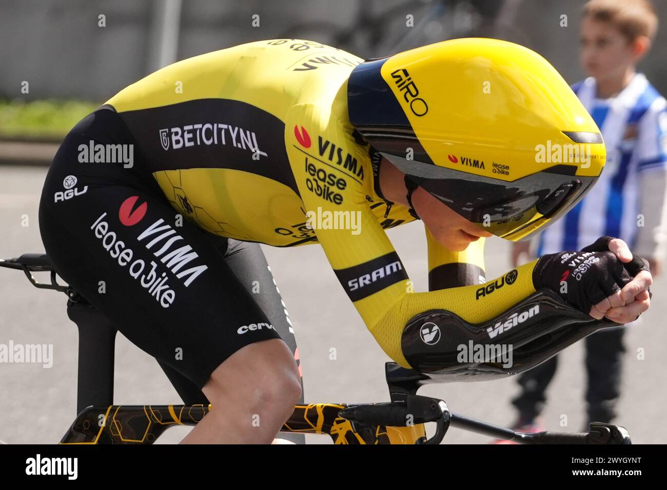 Jonas , VINGEGAARD HANSEN TEAM VISMA | LEASE A BIKE during the Itzulia Basque Country 2024 ...