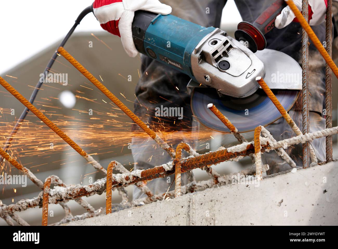 Cutting rebar grinder construction hi-res stock photography and images ...