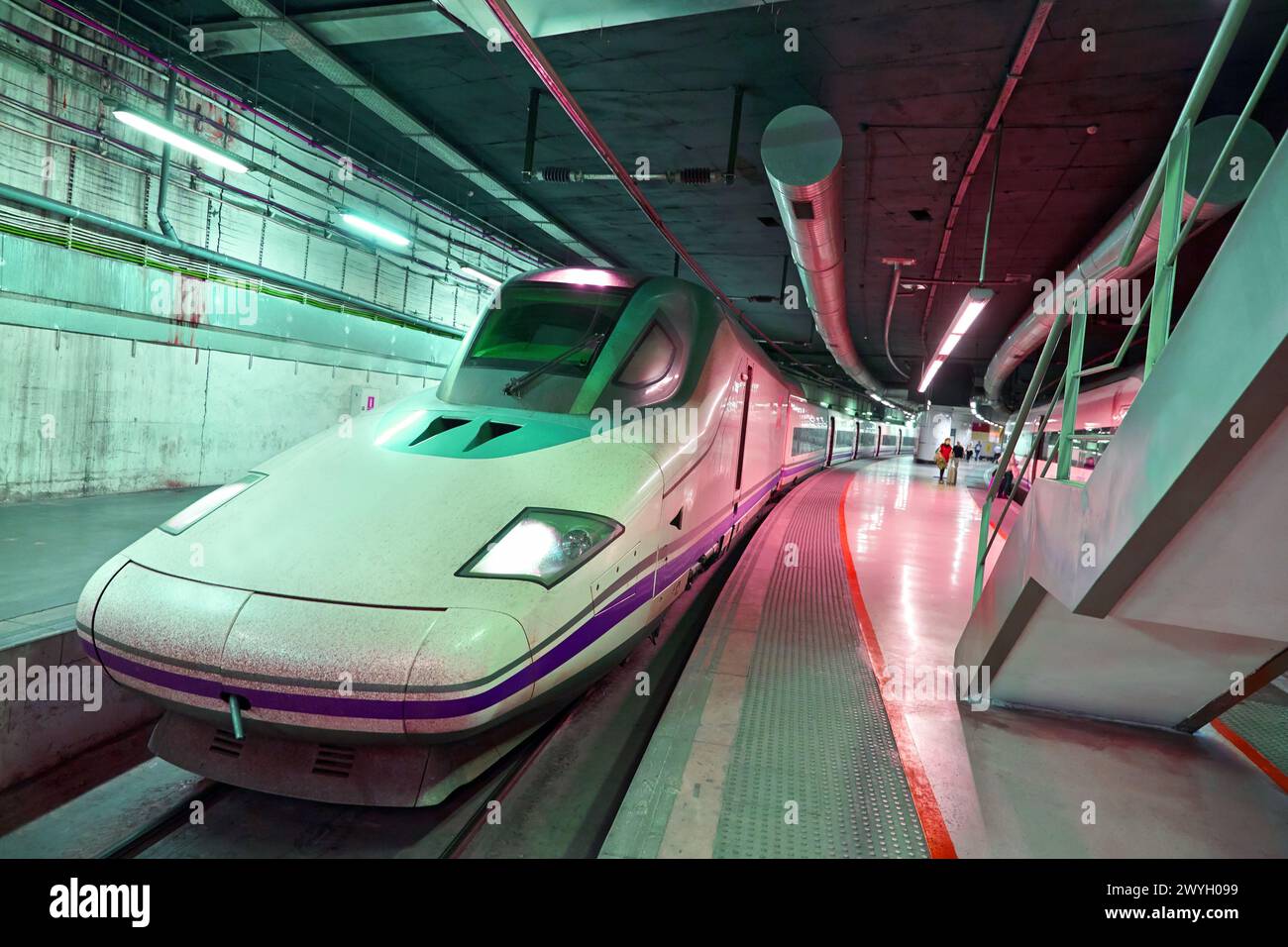High speed train. Sans station. Barcelona. Catalonia. Spain Stock Photo ...