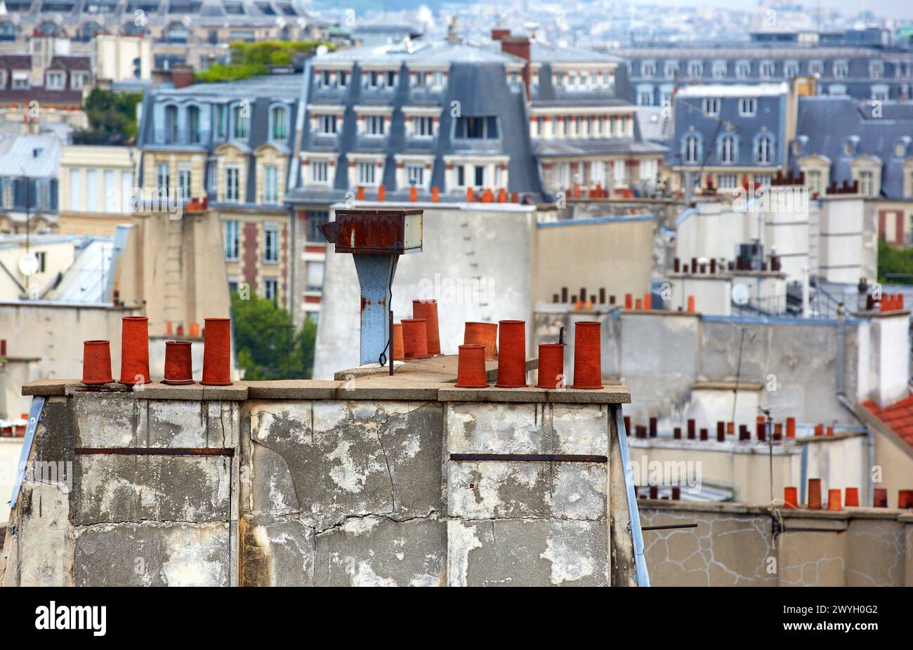 Parisian rooftops and chimneys. Latin Quartier. Paris. France Stock ...