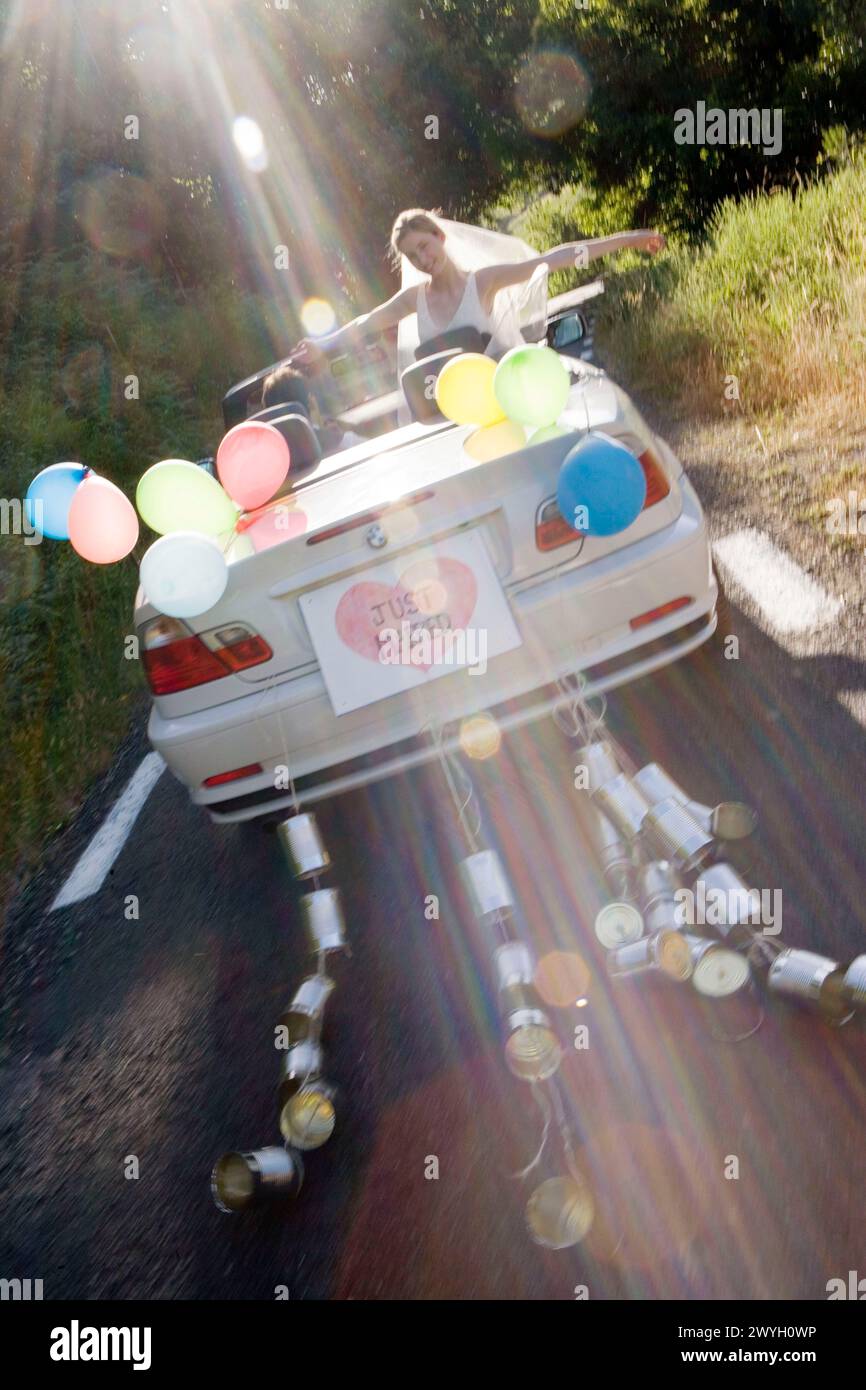 Just Married. Convertible car with tin cans. Gipuzkoa, Euskadi Stock ...