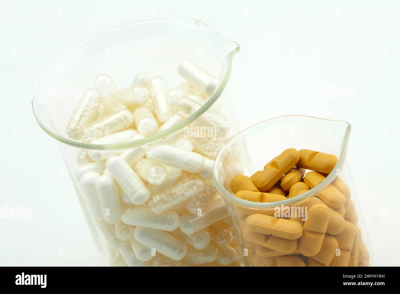 Samples of capsules and tablets, Generic drugs, Pharmaceutical plant ...