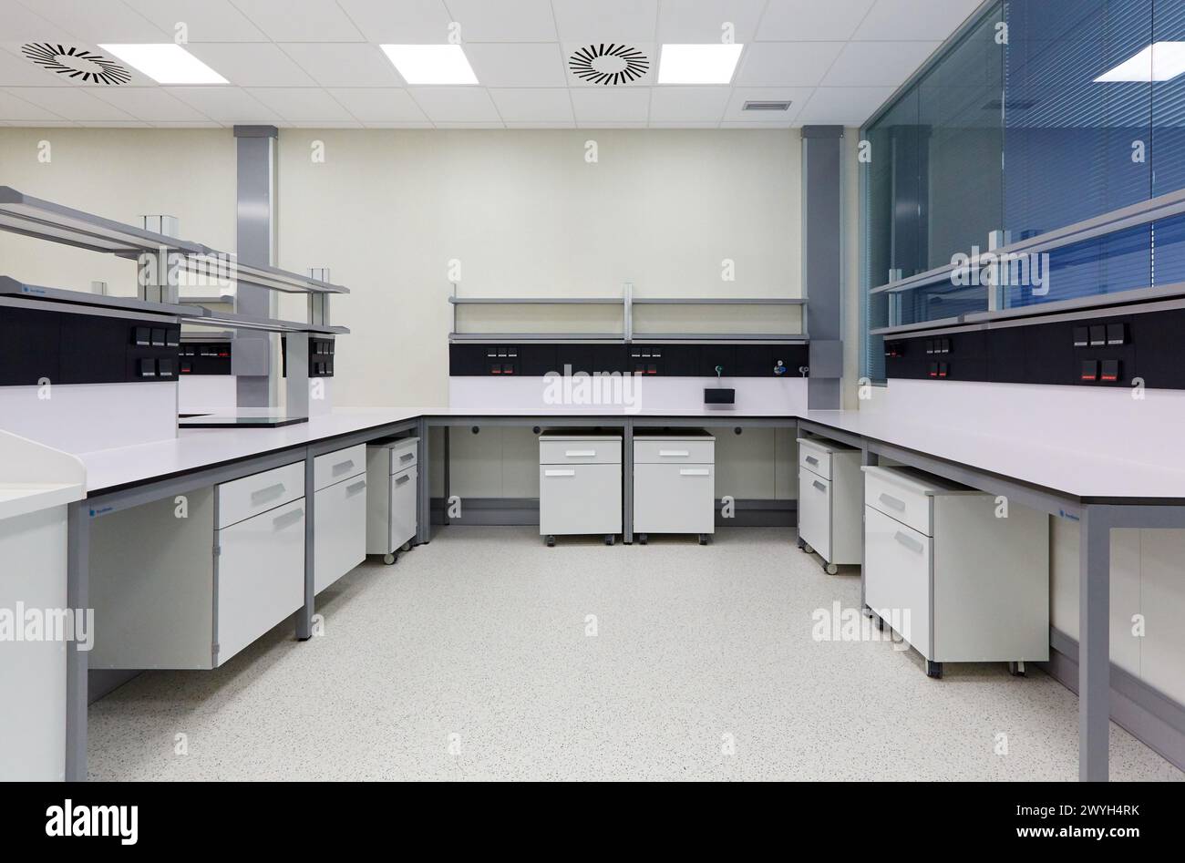 Chemical laboratory. Empty room. Research building. Incubator startups ...