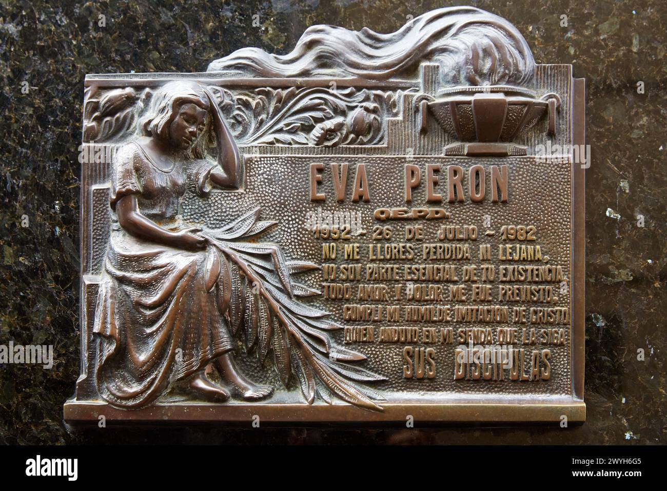 Tomb of Eva Duarte Peron ('Evita') former first lady. Cementerio de La Recoleta. Buenos Aires ...