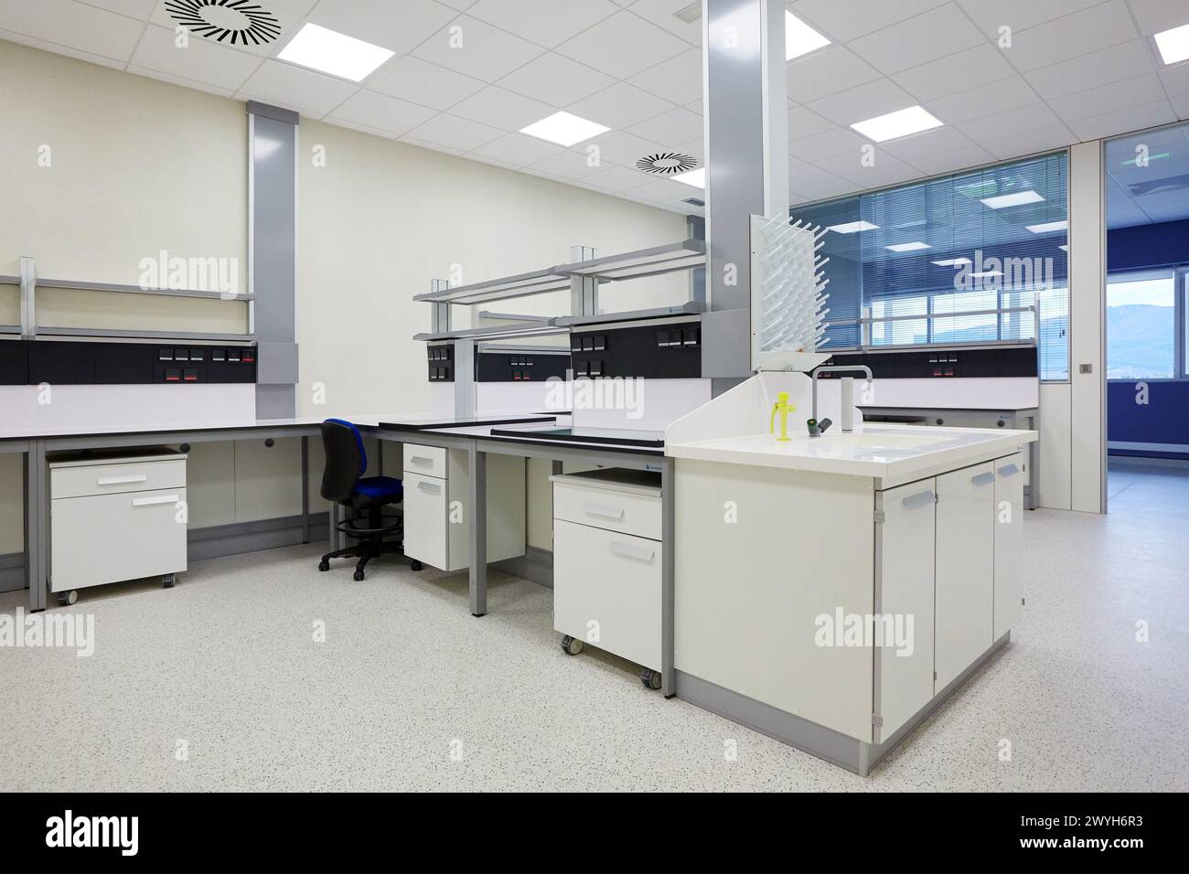 Chemical laboratory. Empty room. Research building. Incubator startups ...