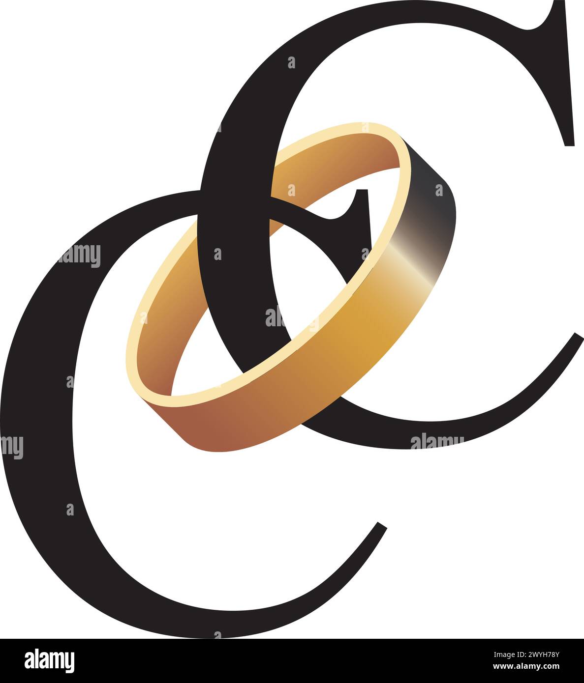C and C Letter With Wedding Ring Logo. - Vector Stock Vector Image ...