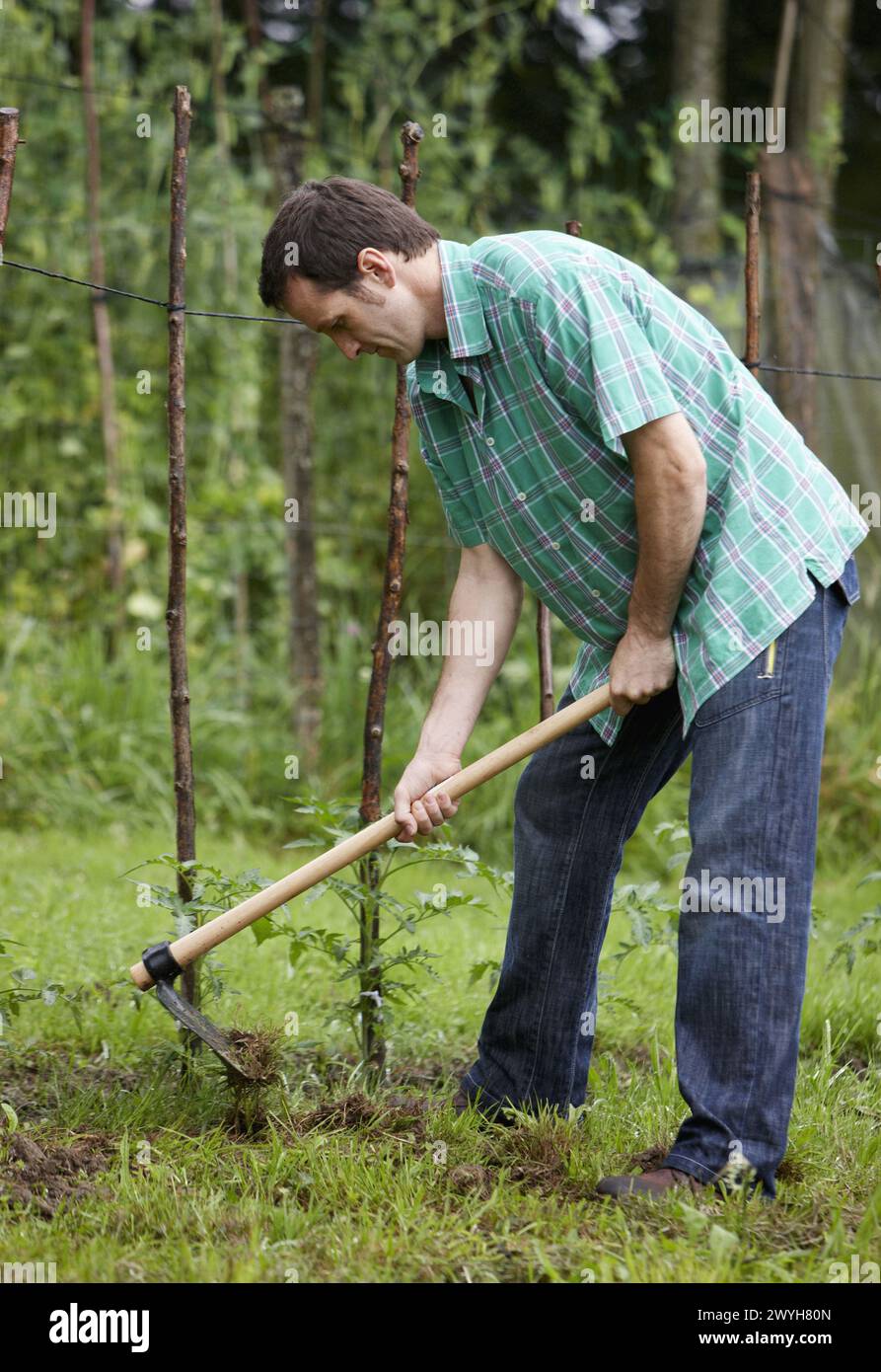 Farmer using hoe hand tool hi-res stock photography and images - Alamy