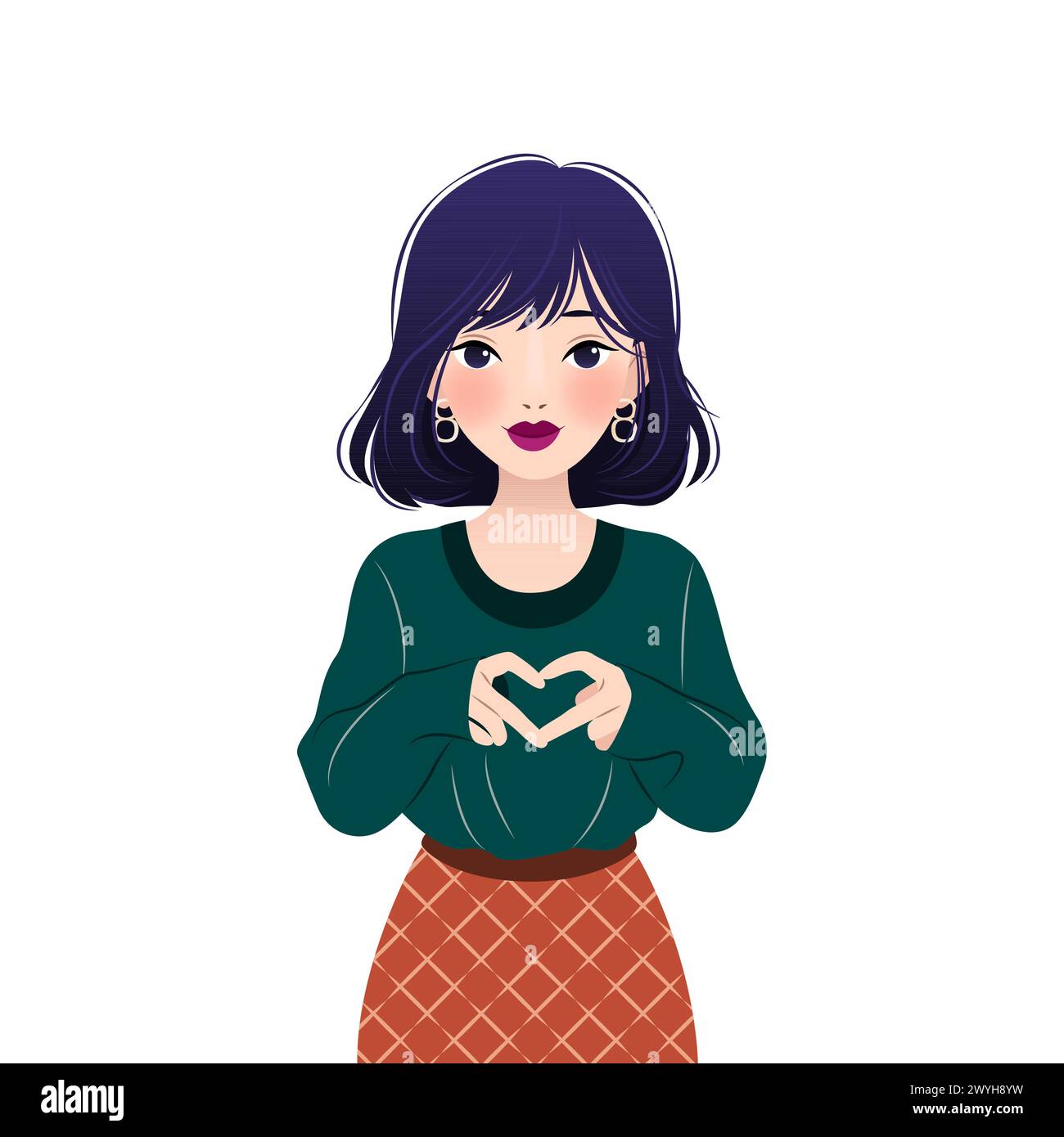 Modern vector portrait of a young Asian woman Stock Vector Image & Art ...