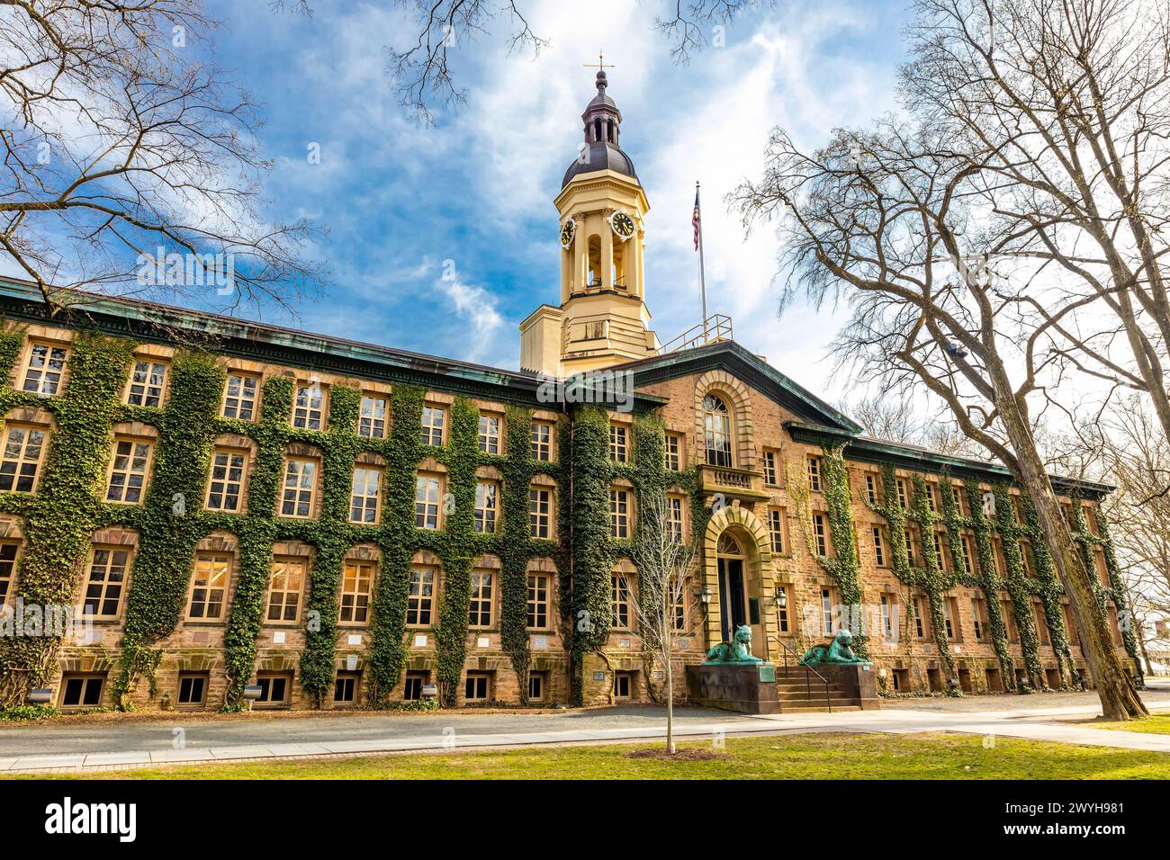 Famous Nassau Hall of Princeton university at sunset golden hour Stock ...