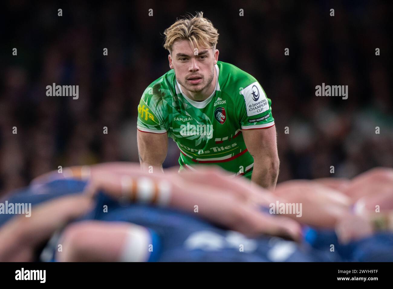 Dublin, Ireland. 07th Apr, 2024. Ollie Hassell-Collins of Leicester ...