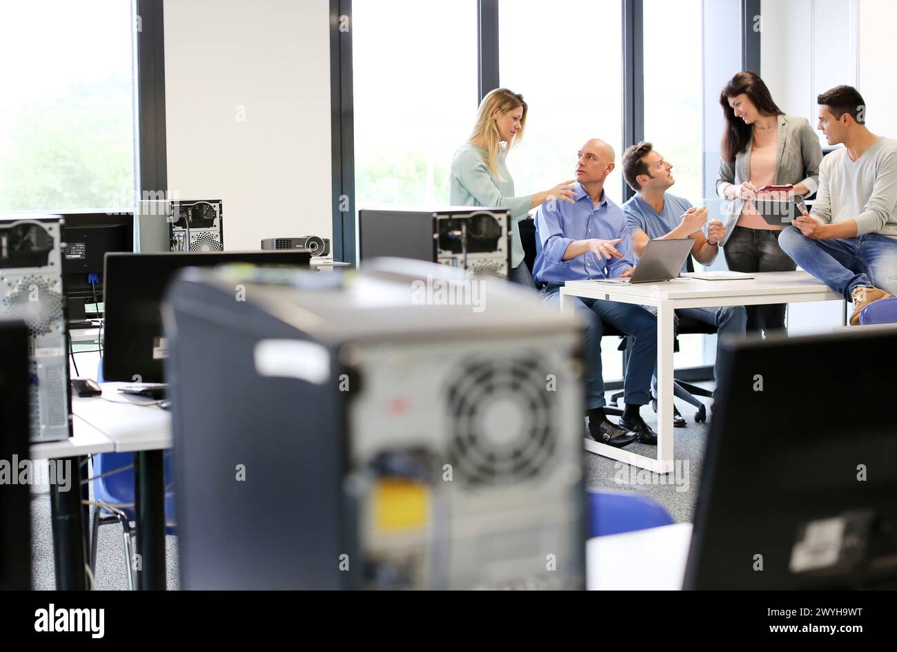 Computer on teacher`s table hi-res stock photography and images - Alamy