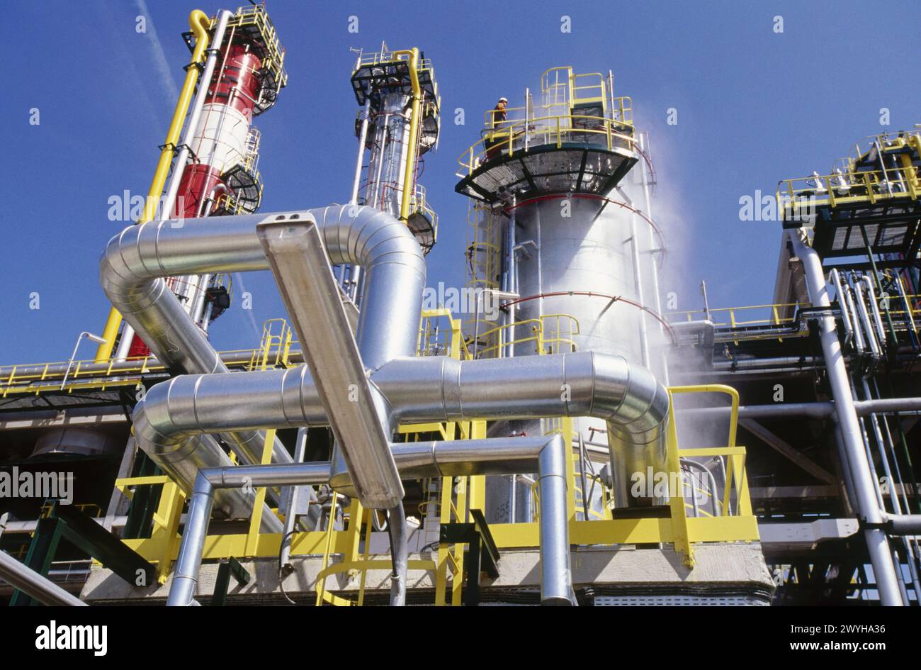 Fire drill at the hydrocracker. Repsol-YPF oil refinery. Tarragona ...