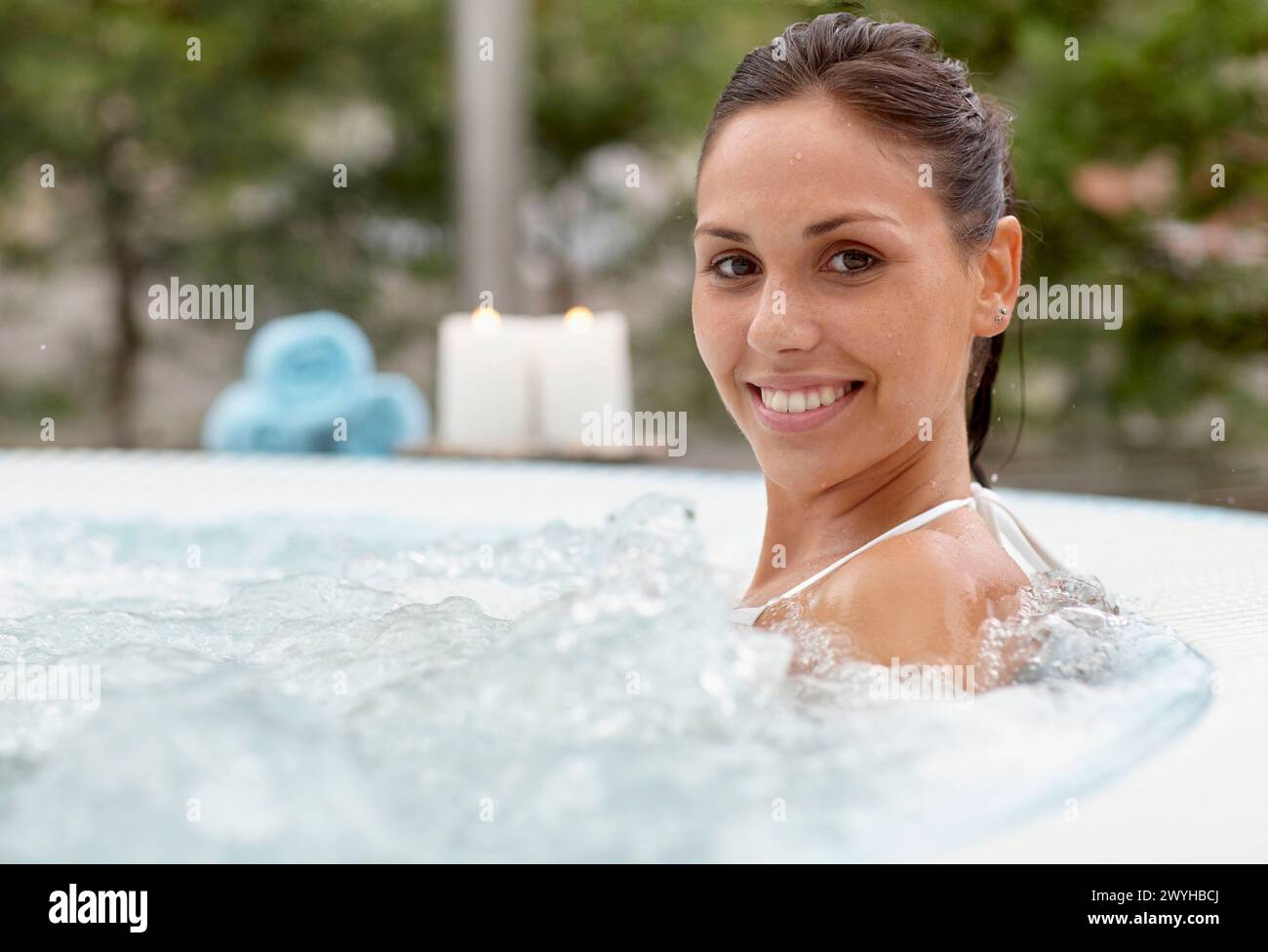 Jacuzzi woman garden hi-res stock photography and images - Alamy