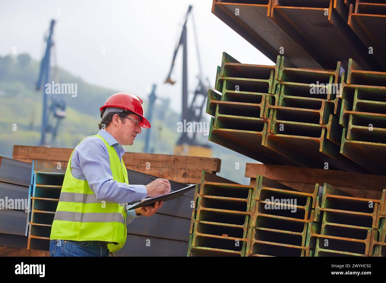Steel Girders, Siderurgical products, Pasajes Port, Gipuzkoa, Basque ...