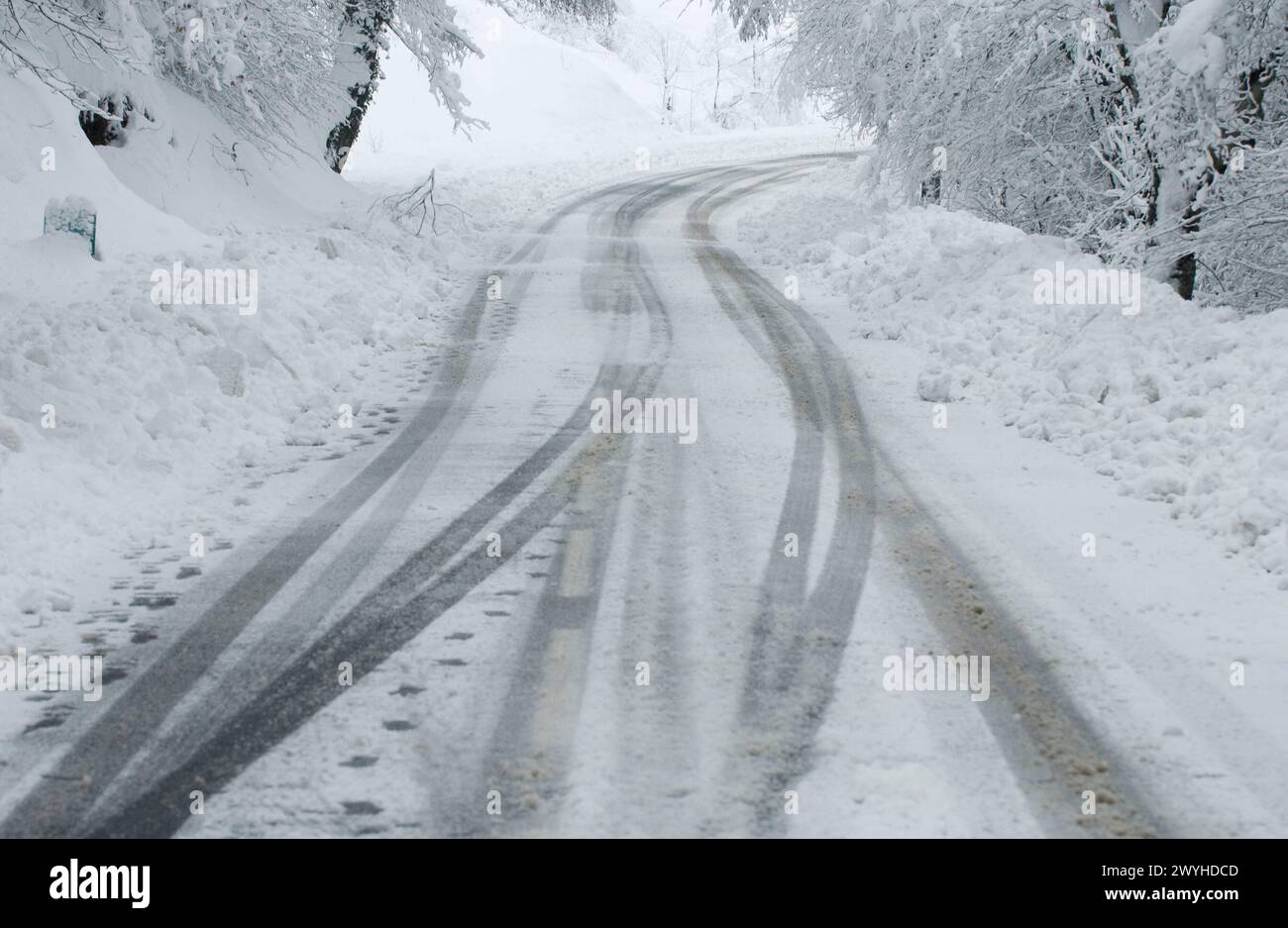 Road with snow, Legazpi. Guipúzcoa, Spain Stock Photo - Alamy