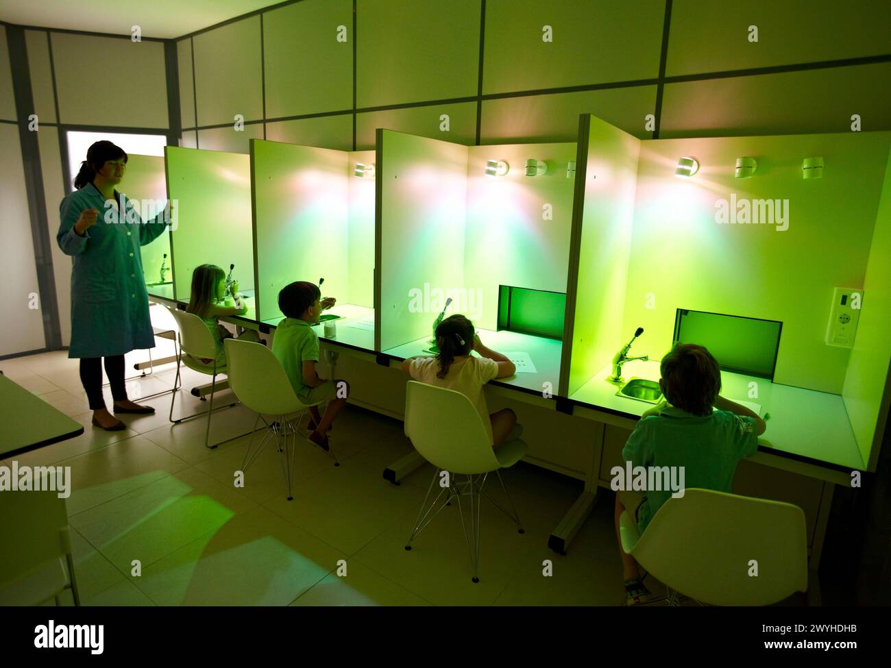 Children tutored by a sensory analysis specialist during a yoghurt ...