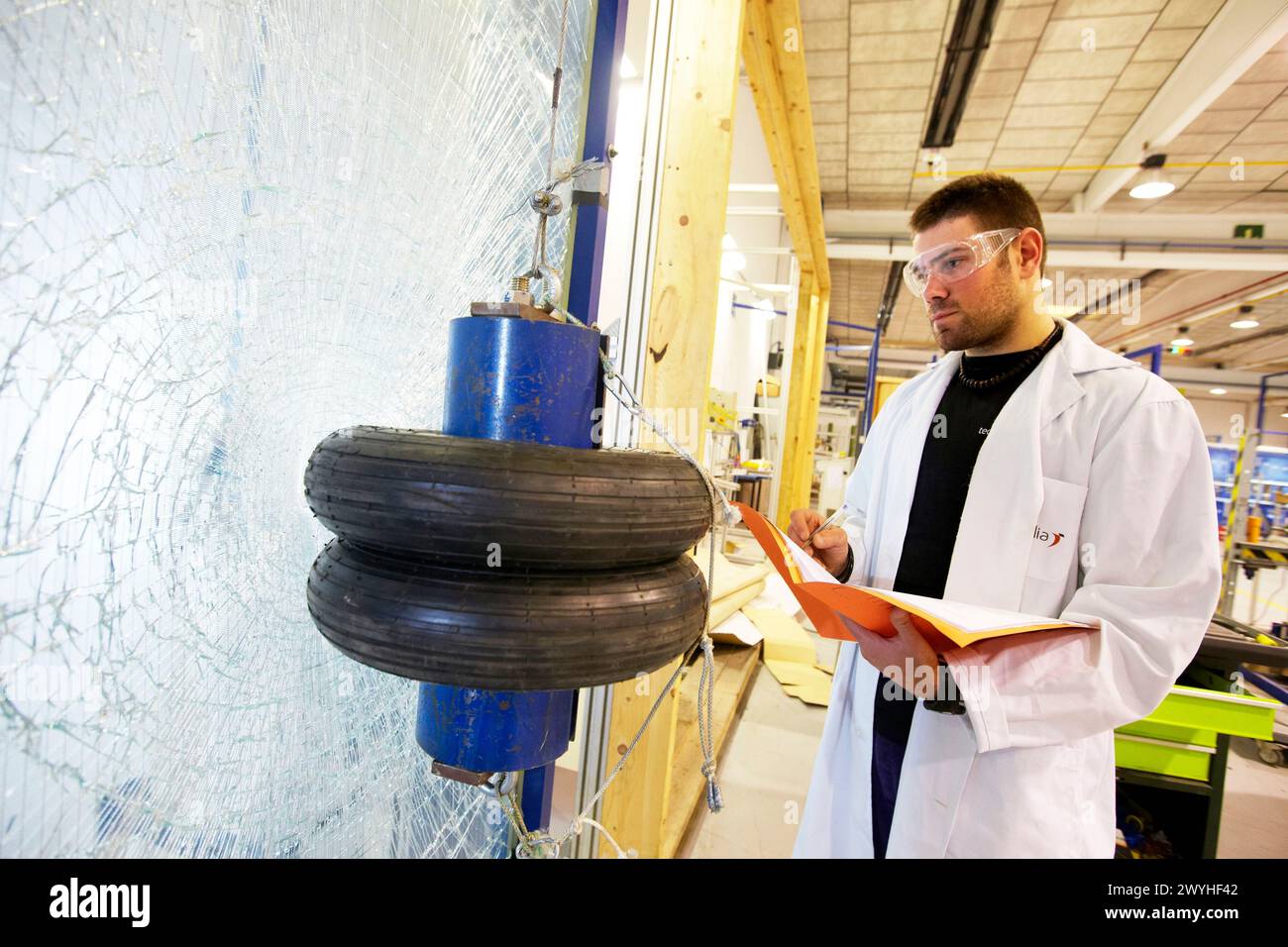 Impact test on glass, material homologation, Technology Research Center ...