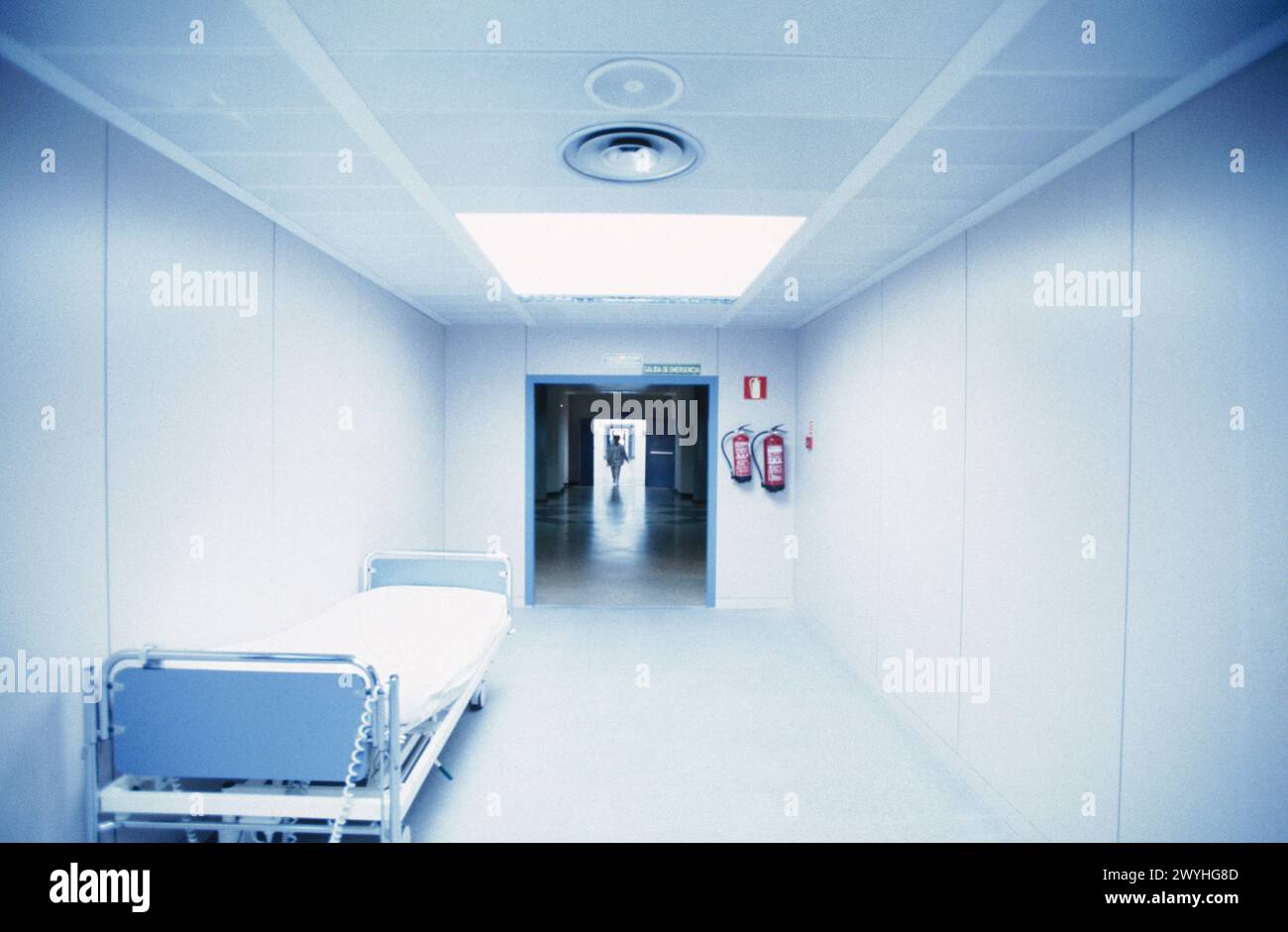 Bed in hospital emergency area Stock Photo - Alamy