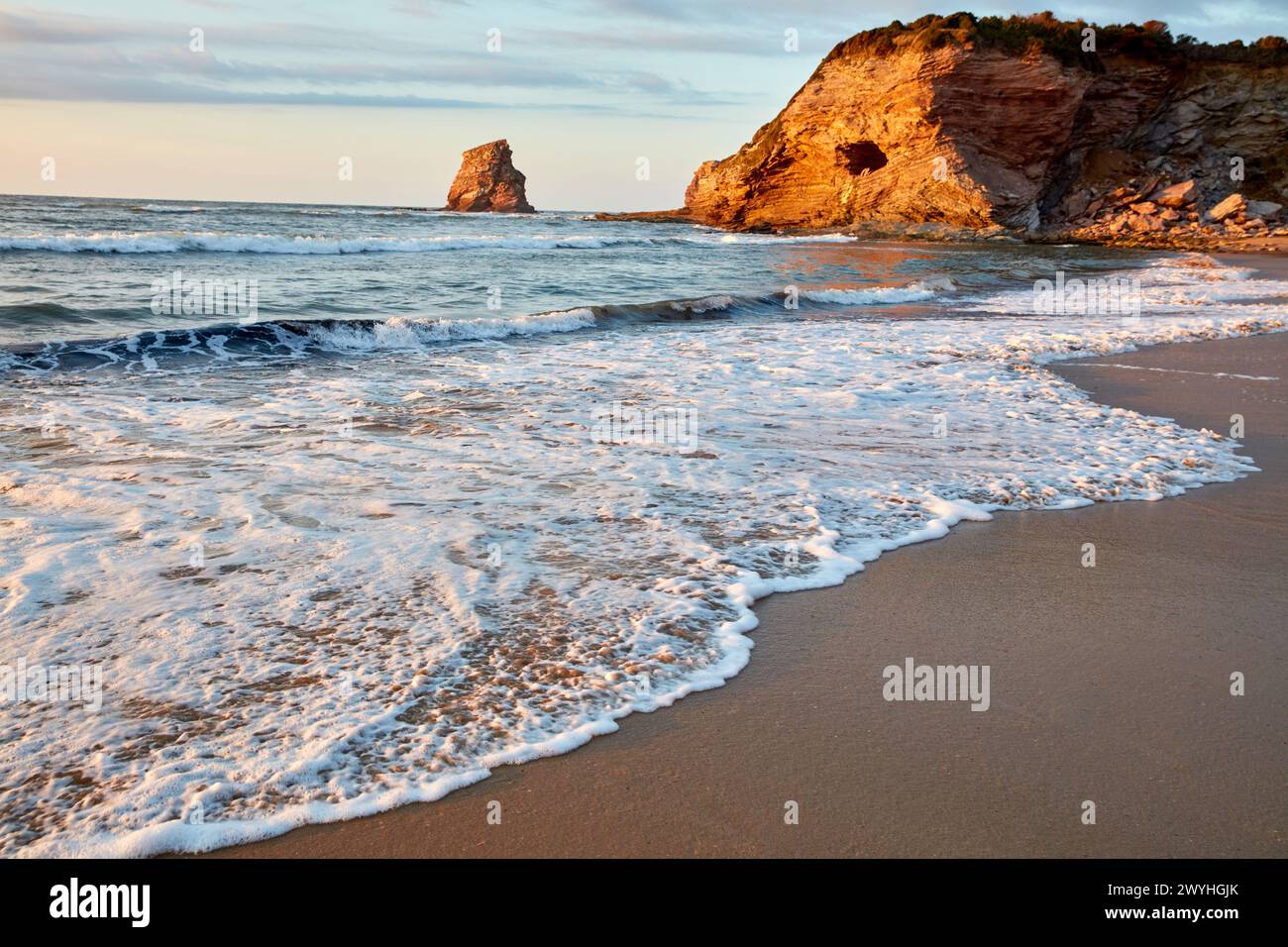 Beach, The Twin Rock, Hendaye, Pyrenees Atlantiques, Aquitaine, France ...
