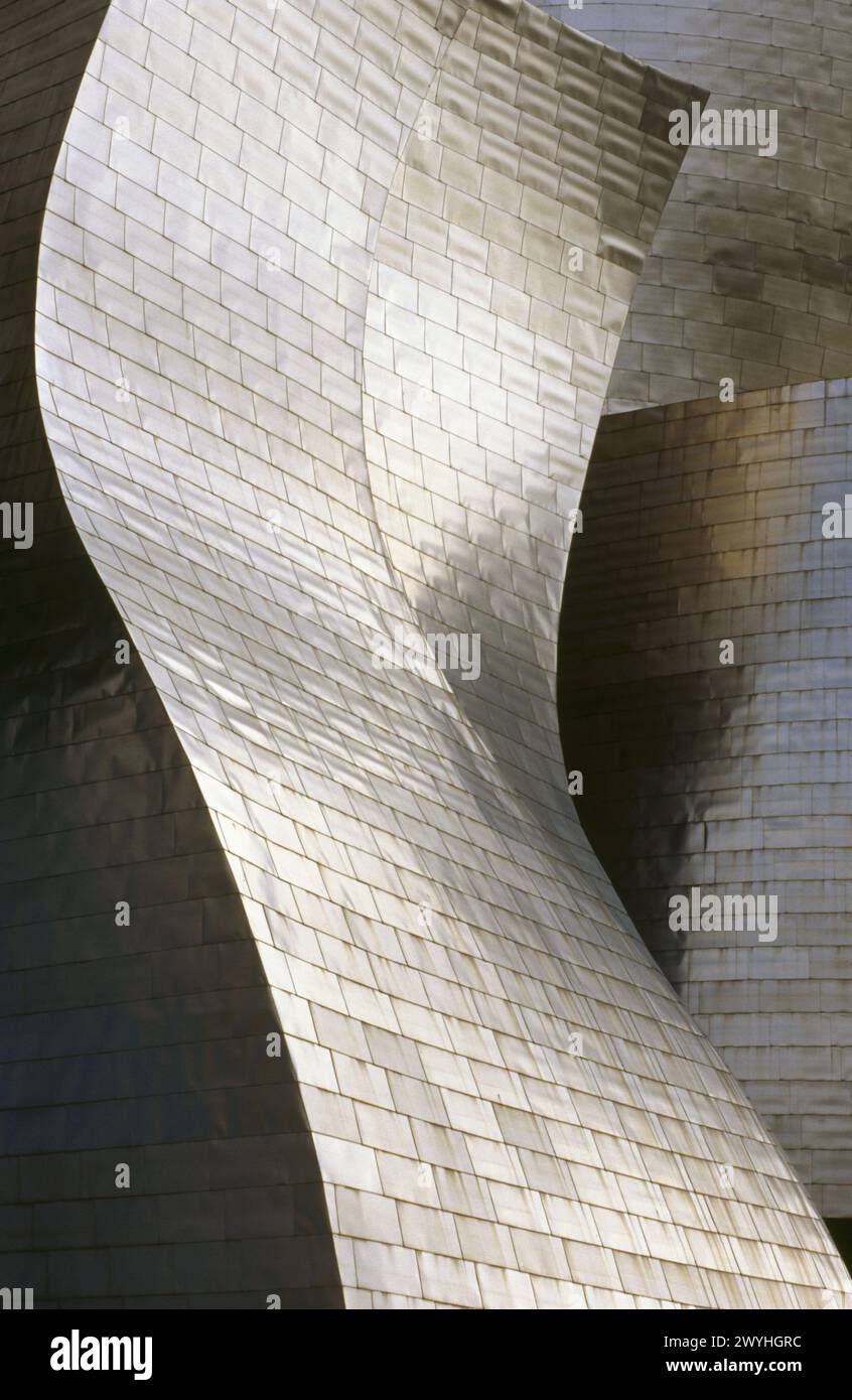 Detail of facade of the Guggenheim Museum, by Frank O. Gehry. Bilbao ...