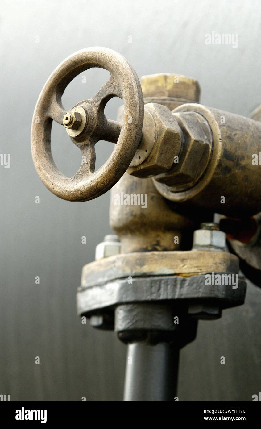 Detail of valve, museum of railway history. Azpeitia. Guipúzcoa ...
