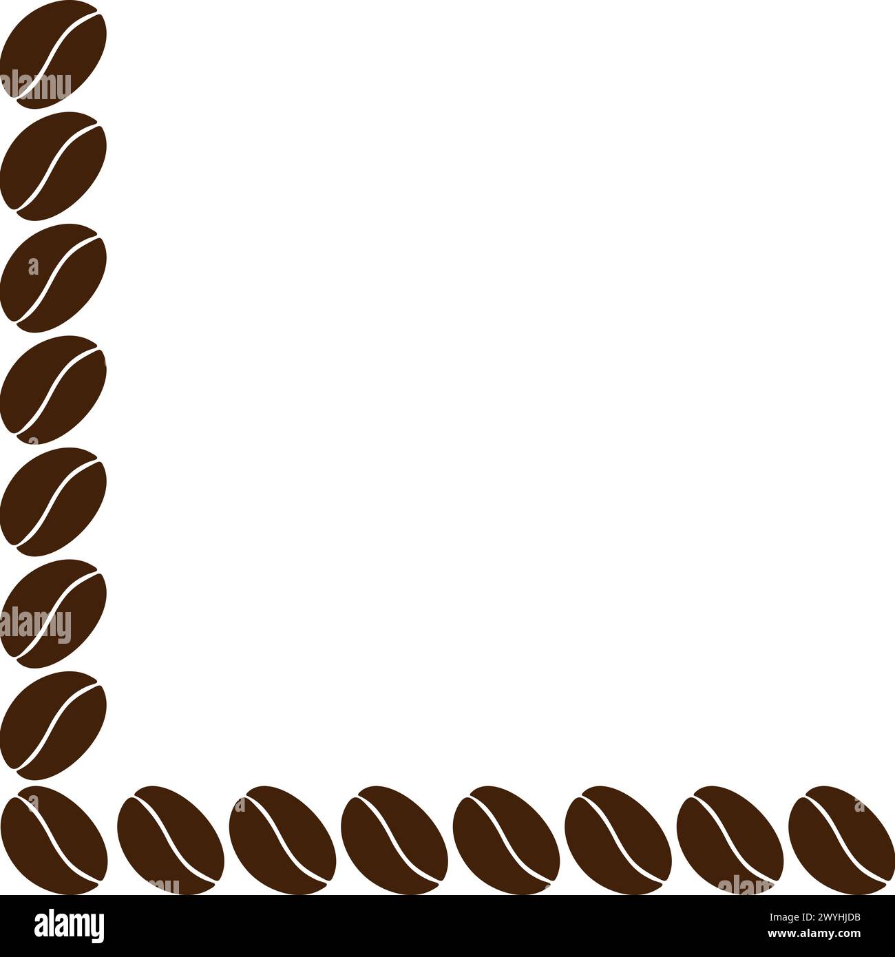 Corner frame border of coffee beans in trendy brown greetings or cards ...