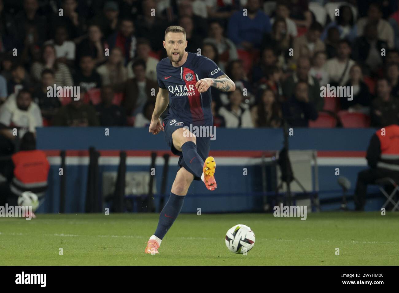 Milan Skriniar of PSG during the French championship Ligue 1 football match between Paris Saint ...