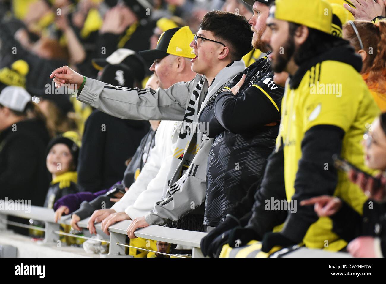 April 6, 2024: A Columbus Crew fan cheers his team on against D.C ...