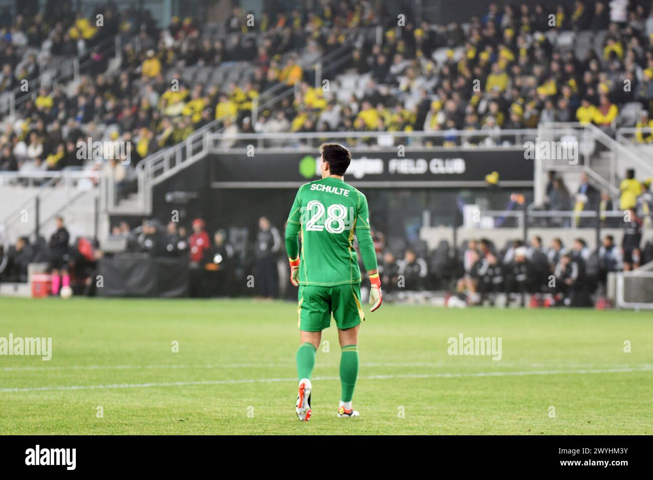 April 6, 2024: Columbus Crew goalkeeper Patrick Schulte (28) playing ...