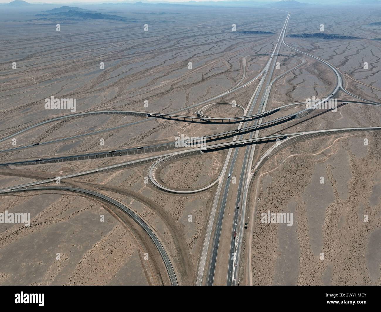 HAMI, CHINA - APRIL 5, 2024 - Aerial photo show the transition point ...