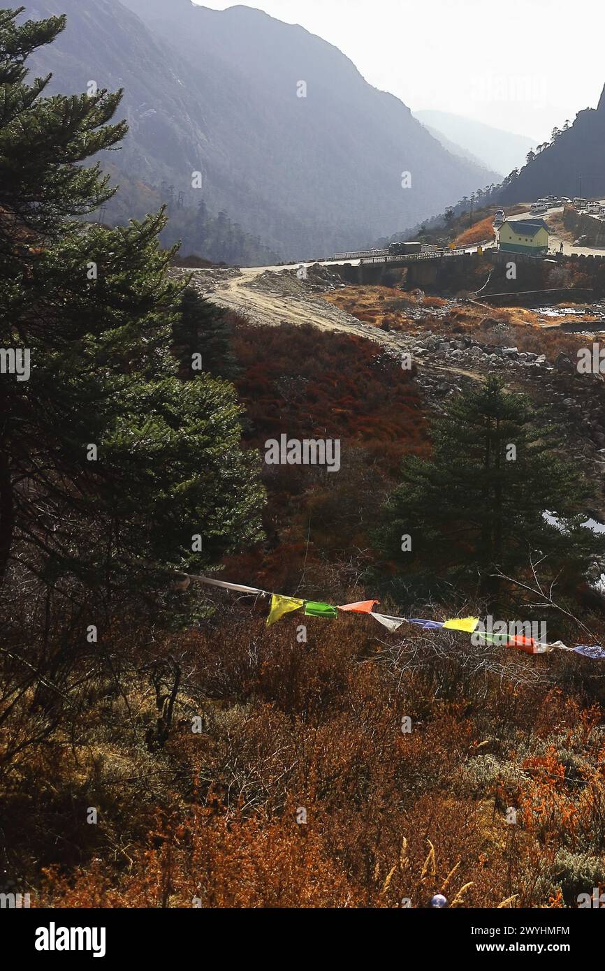 beautiful mountain landscape and village in autumn season near new baba ...