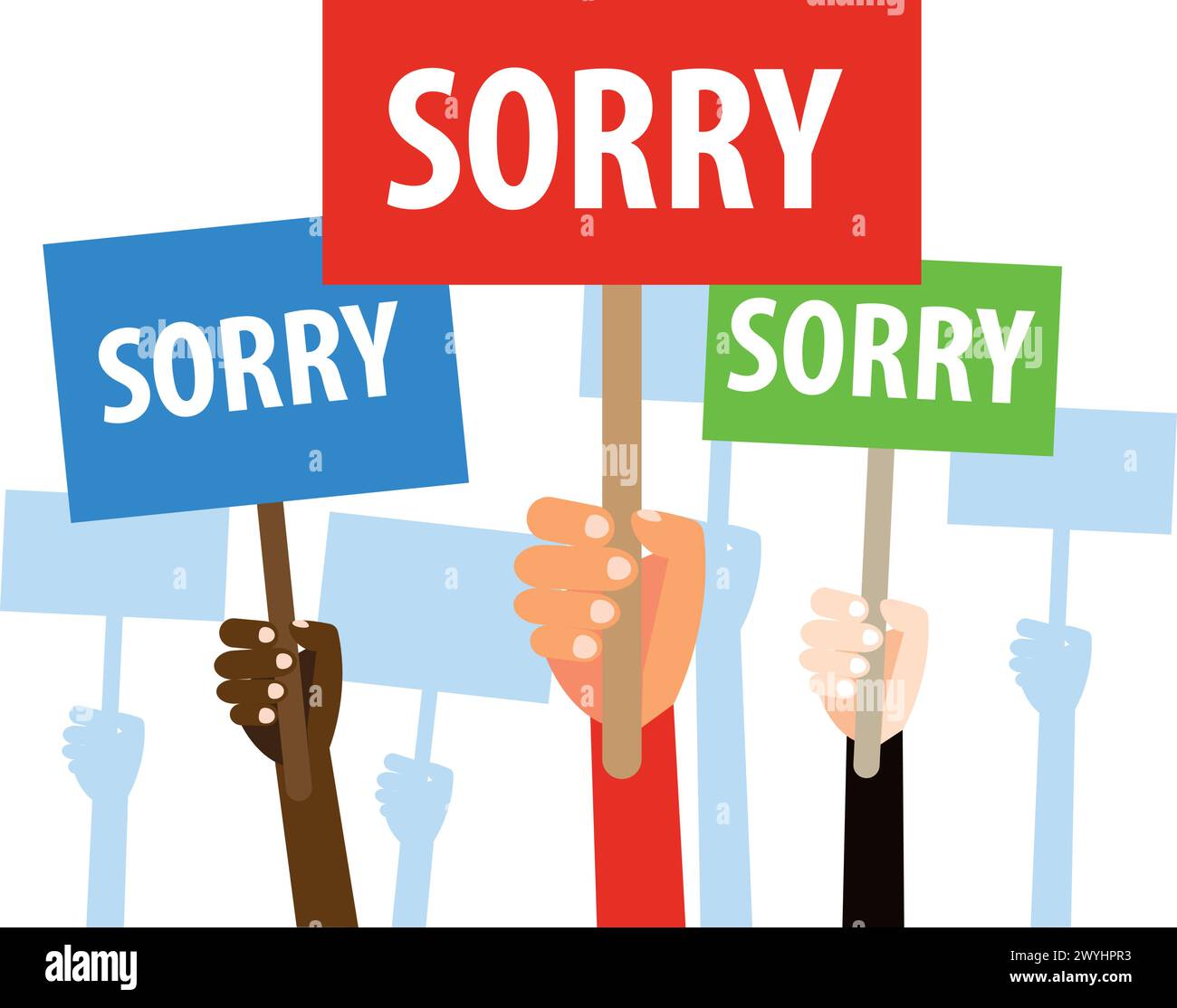 Hands holding placard with sorry sign. Social concept vector ...