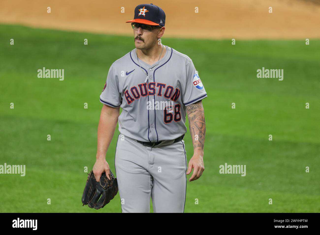April 6, 2024: Houston Astros pitcher J.P. France (68) walks off the field following his outing ...