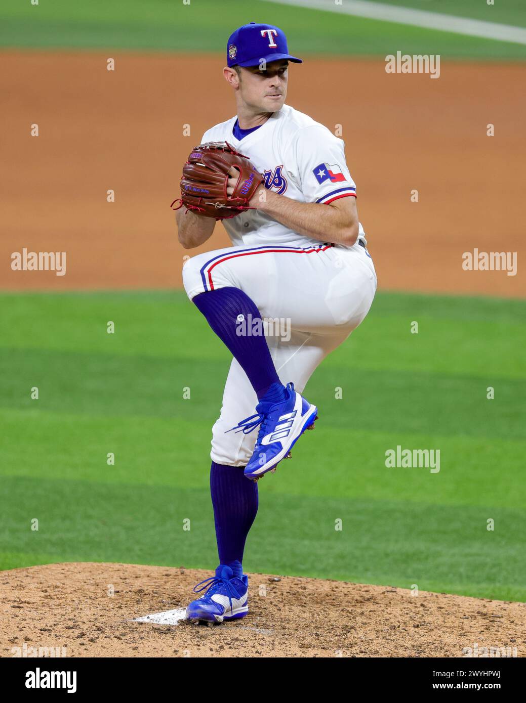 Arlington, Texas, USA. 6th Apr, 2024. Texas Rangers pitcher David ...
