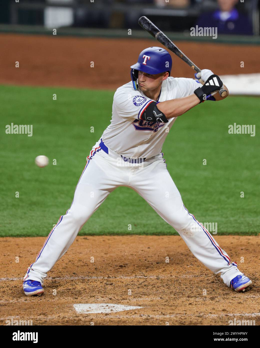 Arlington, Texas, USA. 6th Apr, 2024. Texas Rangers shortstop Corey Seager (5) at-bat during the ...