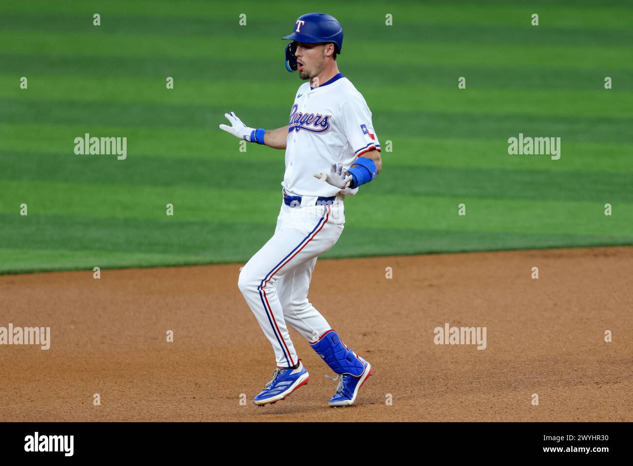 Arlington, Texas, USA. 6th Apr, 2024. Texas Rangers outfielder Evan ...