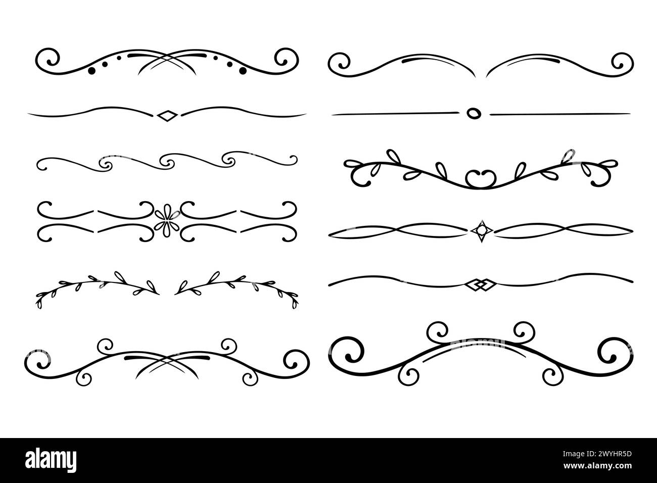 Elegant divider thin line swirl doodle ethnic border separator ...