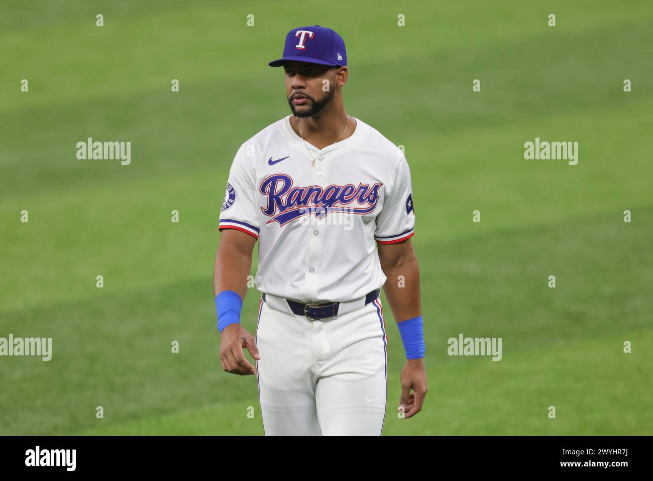 Arlington, Texas, USA. 6th Apr, 2024. Texas Rangers outfielder Leody ...
