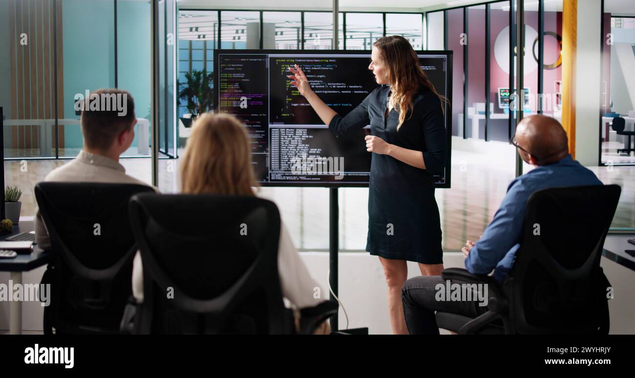 Corporate Training Presentation In Classroom With Computers Stock Photo ...