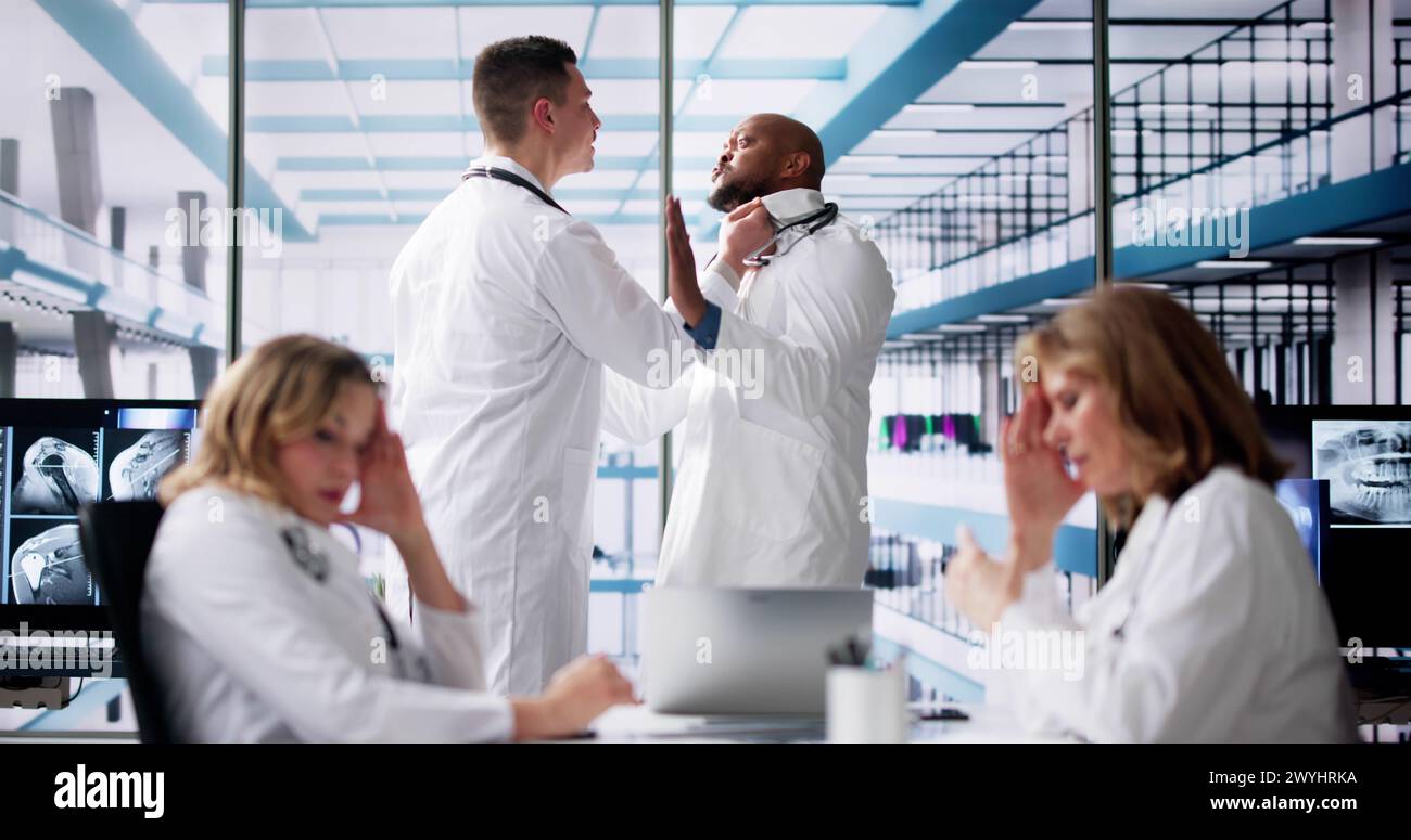 Angry Dominant Colleague Bullying Person At Workplace Stock Photo - Alamy