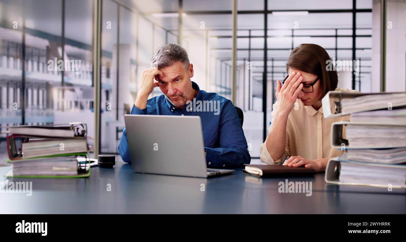 Workaholic Accountant Businessman With Headache And Stress Stock Photo ...