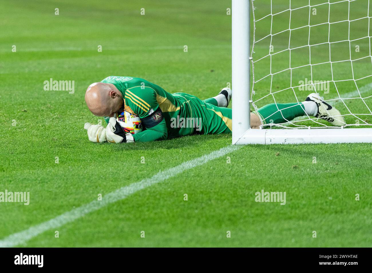 New York, USA. 06th Apr, 2024. Goalkeeper Brad Guzan (1) of Atlanta ...