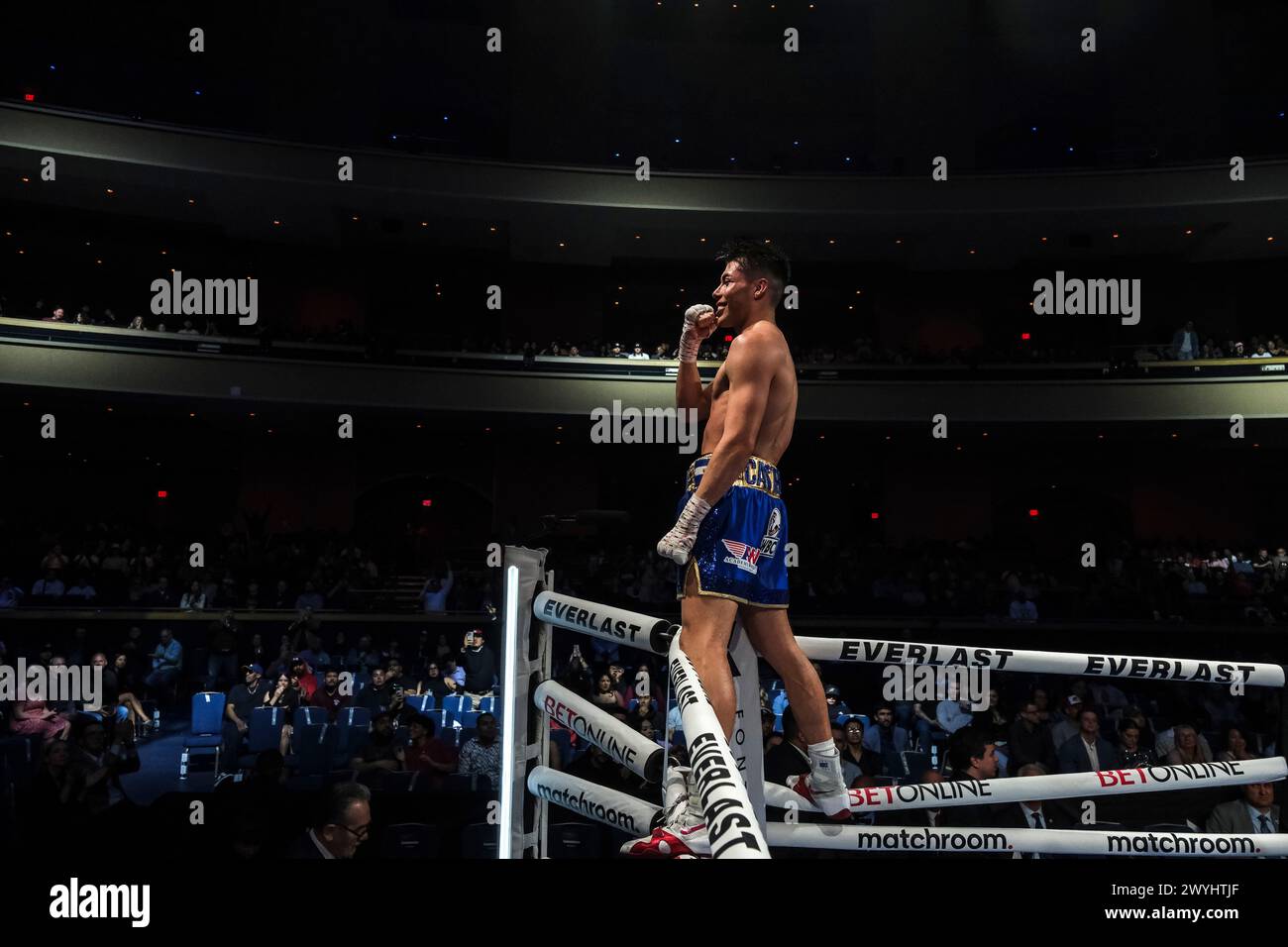 Las Vegas, USA. 6th Apr, 2024. Marc Castro celebrates his unanimous ...