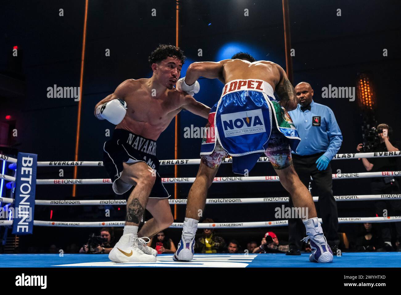 Las Vegas, USA. 6th Apr, 2024. Action between Steven Navarro (1-0 1KO ...