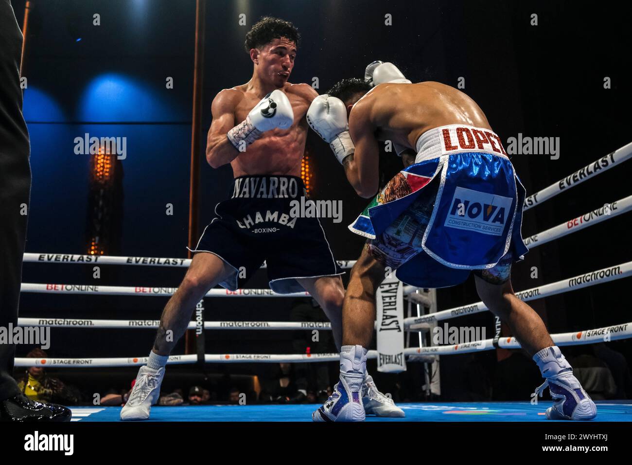 Las Vegas, USA. 6th Apr, 2024. Action between Steven Navarro (1-0 1KO ...