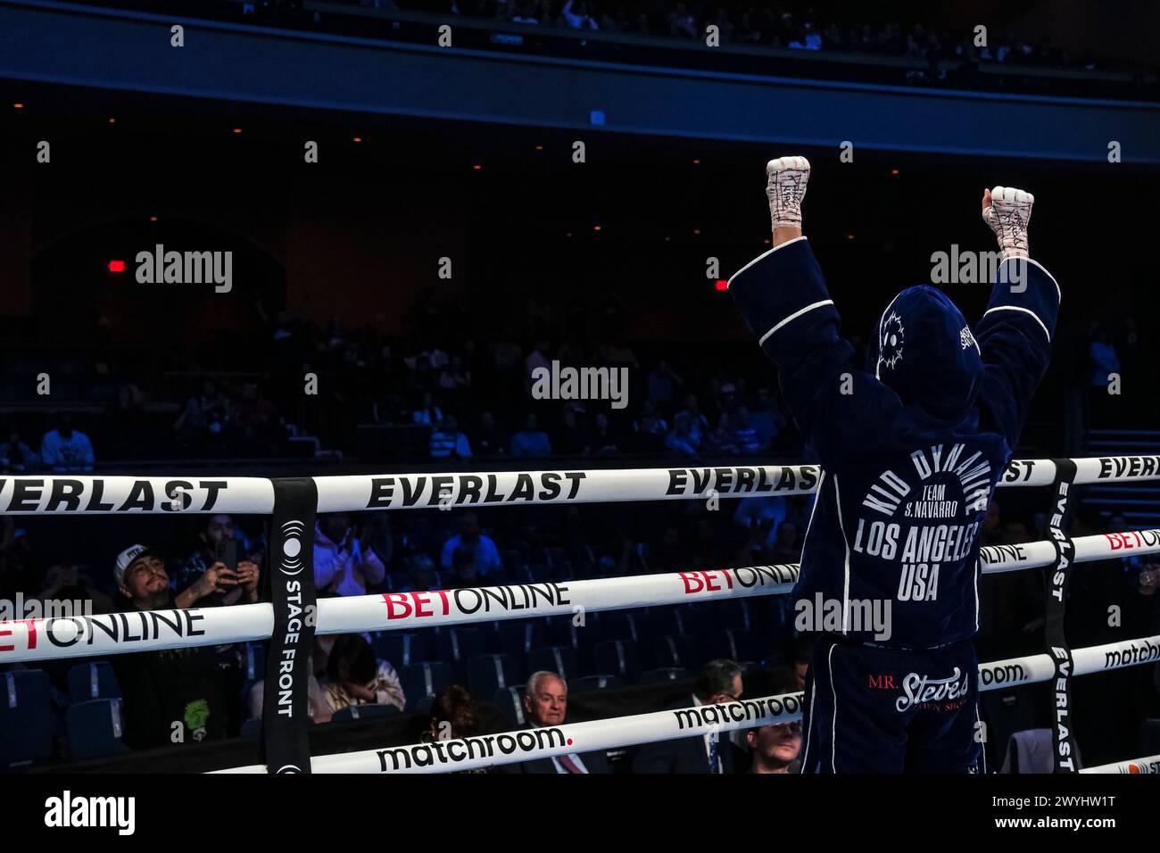 Las Vegas, USA. 6th Apr, 2024. Steven Navarro celebrates winning his ...